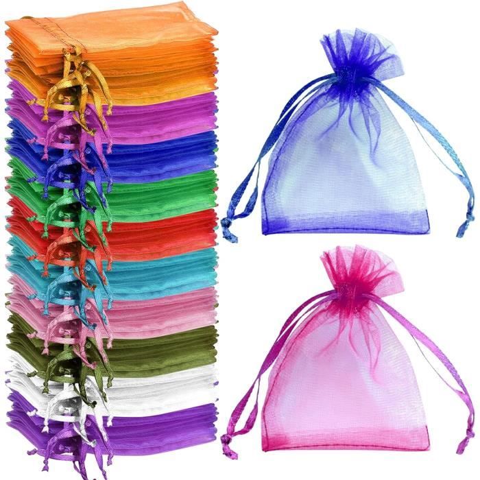 100 Pieces Pochette Cadeau Coloré Sachet Organza Gift Bags Bijoux Sac ...