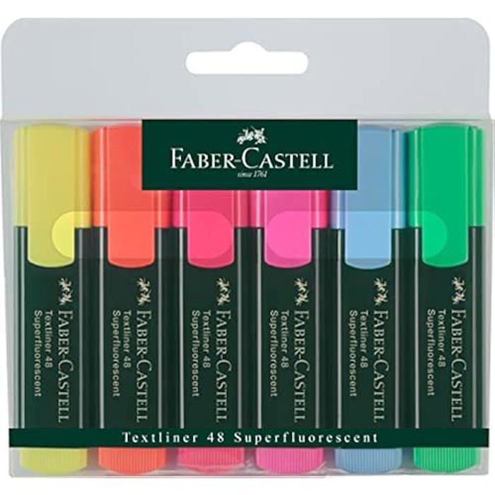 Surligneur - FABER-CASTELL - Set TL 48 - 6 pièces - Couleurs néon ...