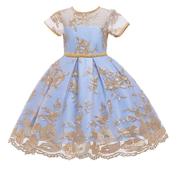 Filles Dentelle Fleur Robe Broderie Princesse Mariage Anniversaire Fête