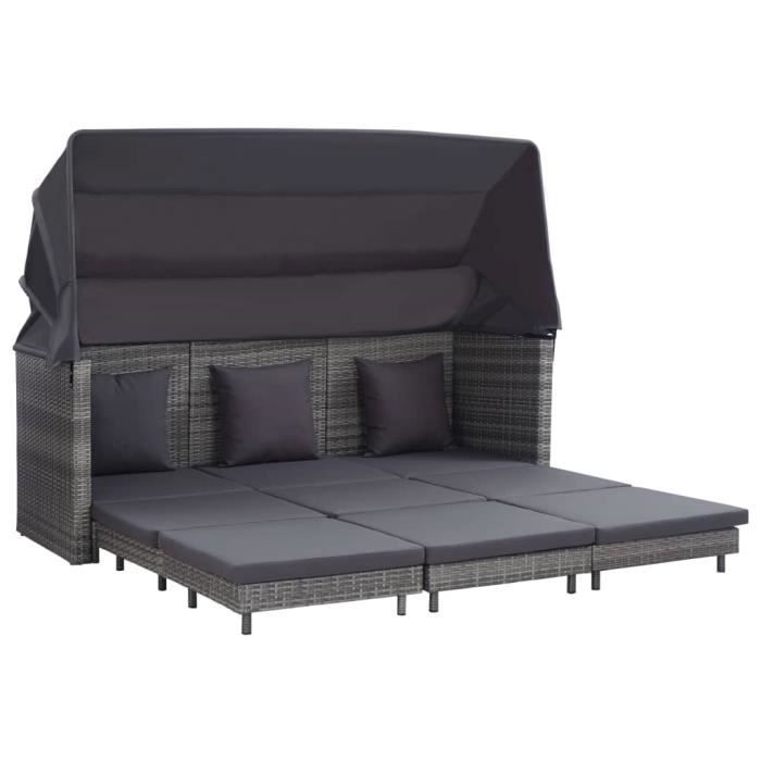 SEJOUR* Canapé convertible en lit extensible 3 places avec toit Résine ...