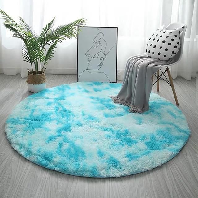 TAPIS,Light Blue-30cm--Tapis rond et doux en fausse fourrure de mouton ...