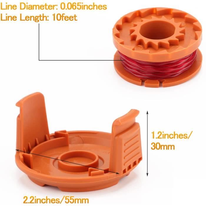 Lot de 6 bobines de fil pour coupe-bordures WORX 20 V WG163E WG184E - Bobine de fil de rechange ...