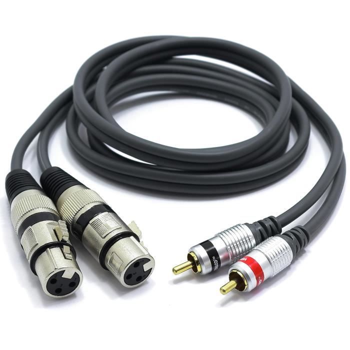 Câble Double Xlr Femelle Vers 2X Rca 5M Adaptateur 2X Prise 3 Broches ...