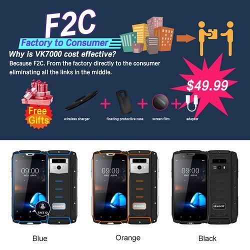 Smartphone vkworld VK7000 IP68 Smartphone Étanche 5.2 Android 8.0 ...