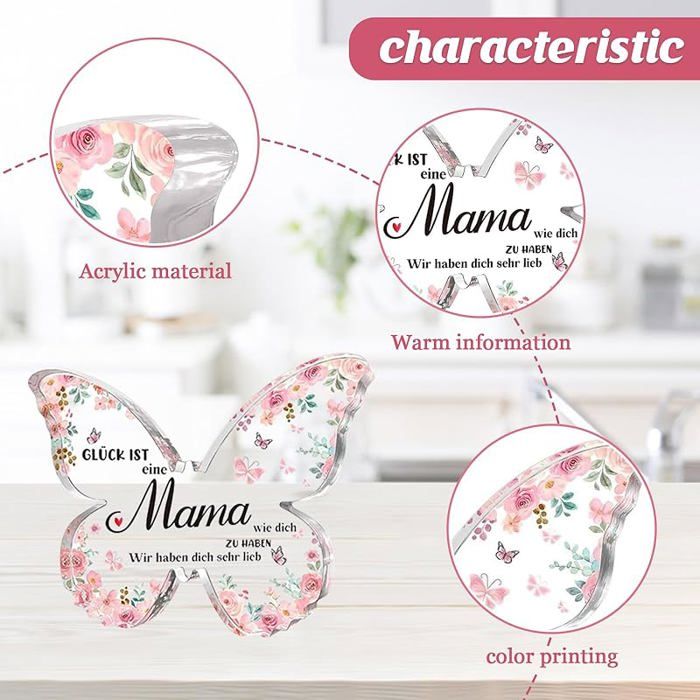 Papillons Plaque Acrylique Cadeau pour Maman Personnalisé Idee Cadeau ...