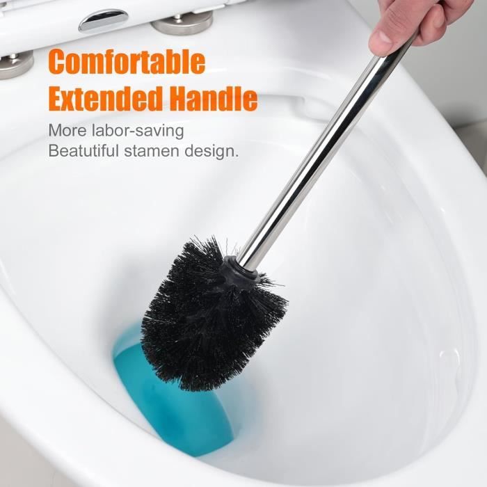 M34155, Brosse Wc Classique 4 Pièces, Manche En Acier Inoxydable, Tête De Brosse Noire 8Cm[n186 ...