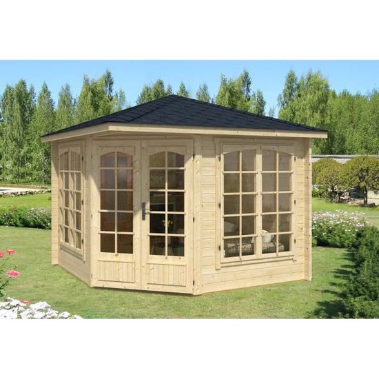 Abri de jardin pentagonal Josephine-40 A Alpholz 3x3m naturel 40mm 11m² ...
