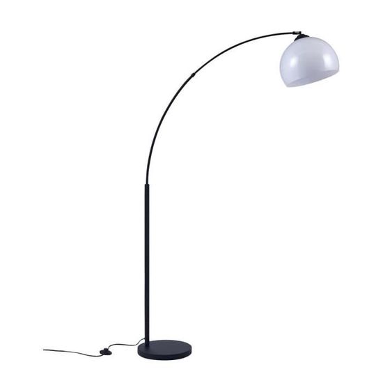 ARCHIE - Lampadaire Arc en Métal Noir Abat-Jour Acrylique Blanc ... ARCHIE - Lampadaire Arc en Métal Noir Abat-Jour Acrylique Blanc ...