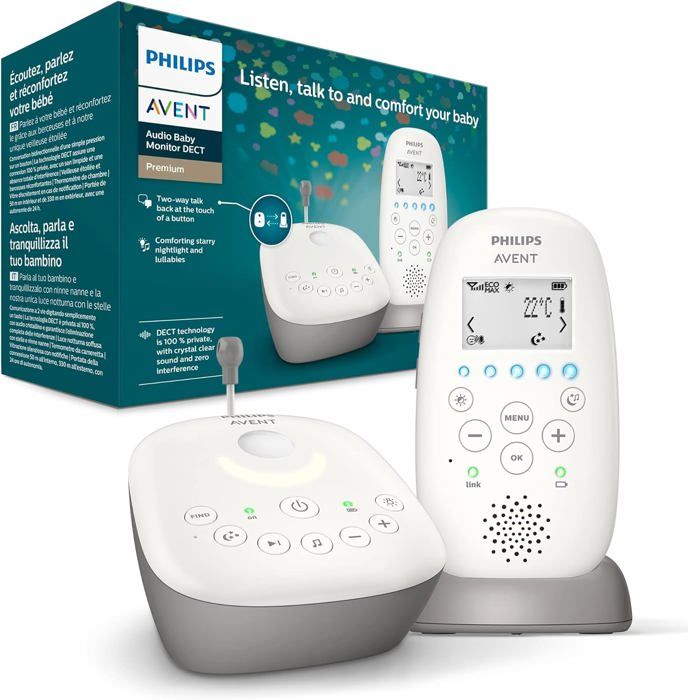 Blanc écoute-bébé DECT avec projecteur d'étoiles au plafond (Modèle ...