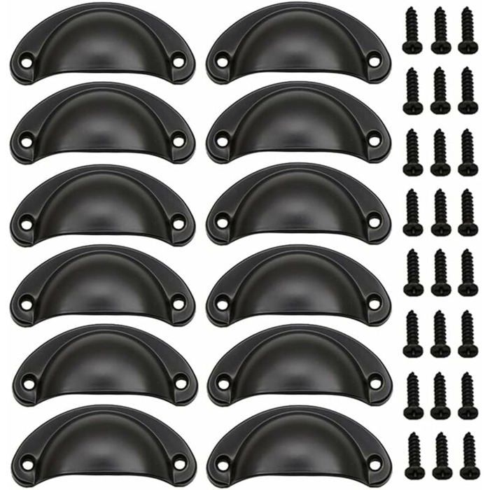 12 Pices Poigne de Porte Coquille Rtro Poignes Traditionnelles en Demi ...