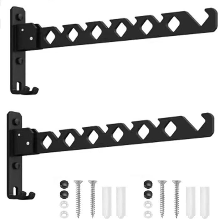 Sechoir Linge Mural, 180° Etendoir Mural Rabattable, Cintre Mural, Rail ...