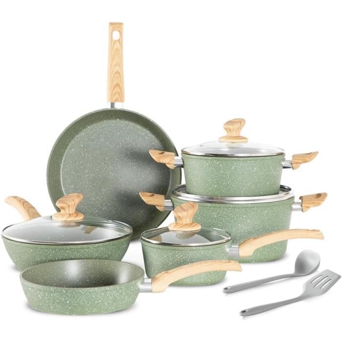 Kitchen Academy Lot de 12 casseroles avec revêtement anti-adhésif - Avec couvercle, casseroles ...
