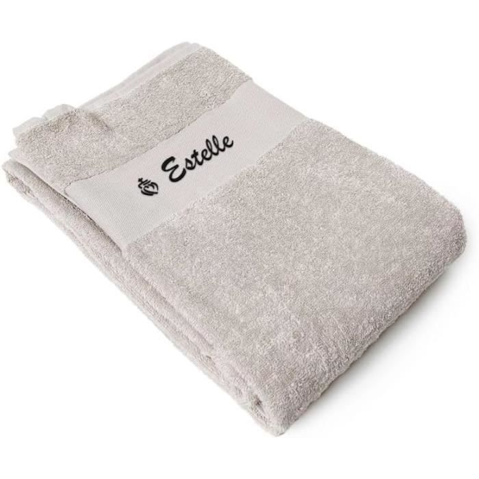 Drap De Bain 100 X 150 Cm Personnalisée Avec Prénom-Texte Et Picto En Broderie - Beige[L9314 ...