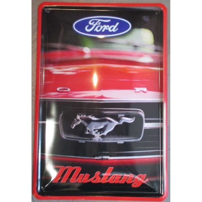 Plaque publicitaire en métal peint - Ford Mustang - Face avant rouge ...