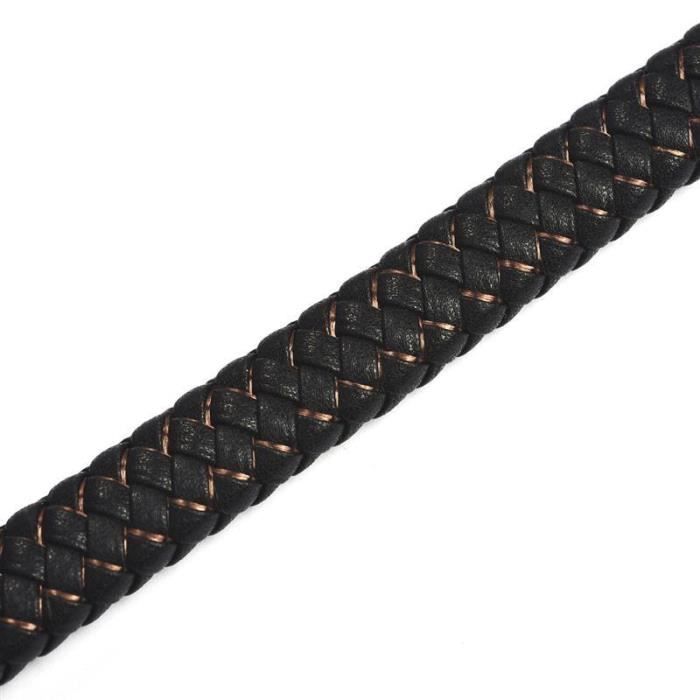 Corde en cuir véritable tressé noir et bleu Punk pour hommes, cordon de ...