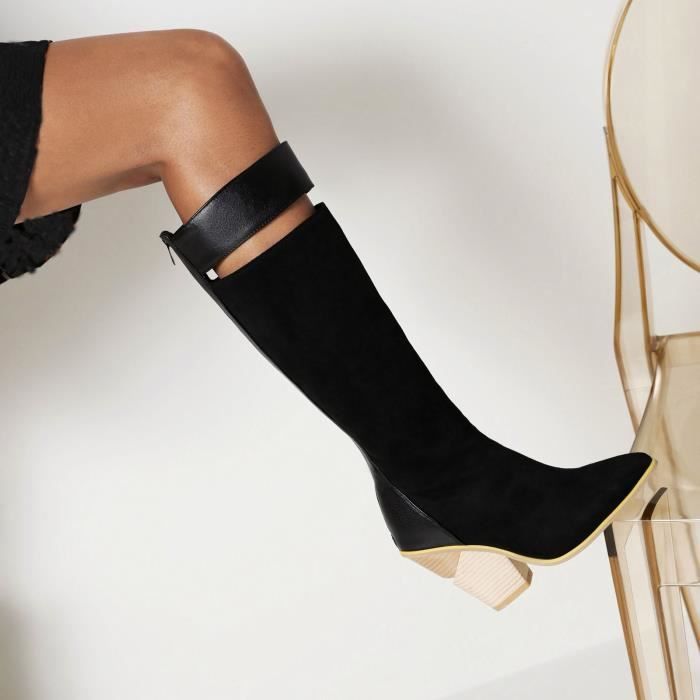Bottes hautes pointues colorblock à talons très hauts pour xue6600 ...