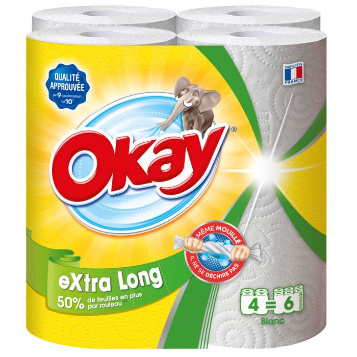 Okay Extra Long - Essuie-tout compact - 12 rouleaux (blanc - Cdiscount ...