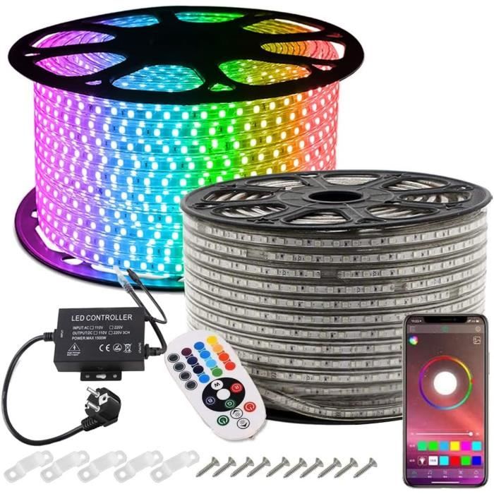 Ruban À Led, Étanche, 50M Rgb Bande Led Lumineuses Aux Couleurs ...