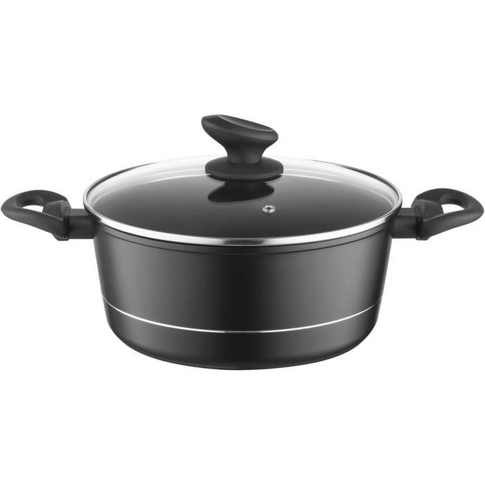 Faitout Aluminium (4 L) I Diamètre De 24 Cm I Marmite Avec Couvercle En Verre Delux I Casserole ...