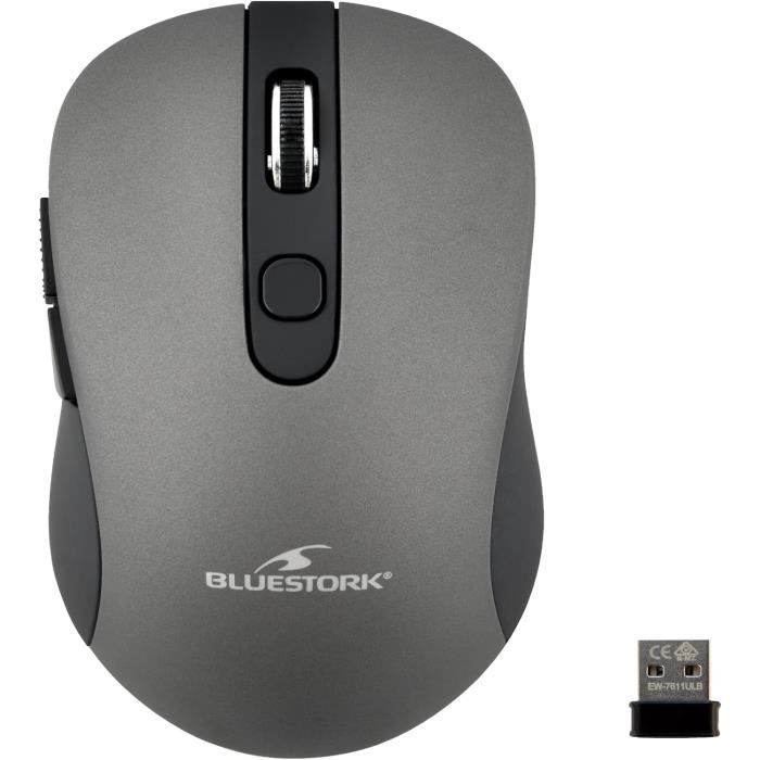 Nouveau Bluestork Souris Sans Fil 6 Boutons Gris Métal- 2,4 Ghz ...