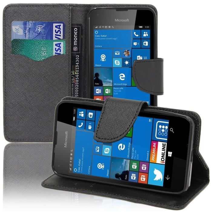 Microsoft Nokia Lumia 550: Etui portefeuille Support Video cuir PU ...