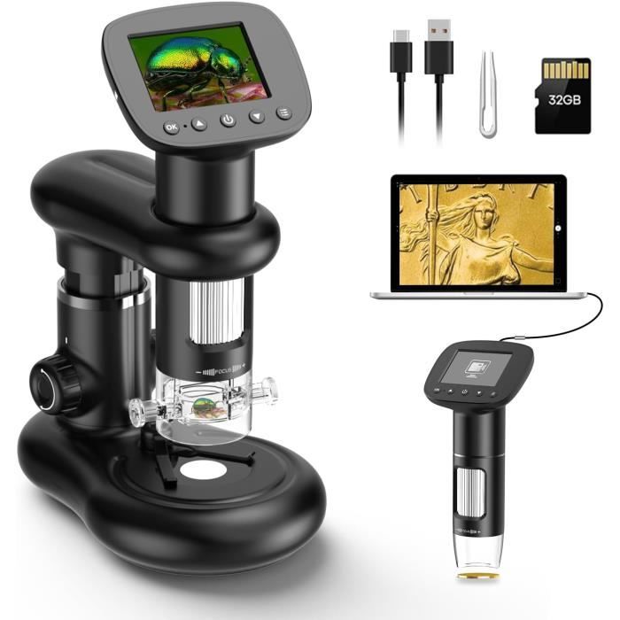 Microscope numérique portable D-MS1 avec écran IPS de 2" - Pour prendre ...