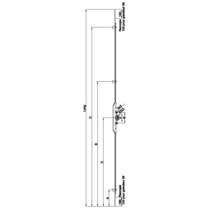 Crémone verrou F7.5 longueur 1200mm côte D 600mm à 3 galets - FERCO - G ...