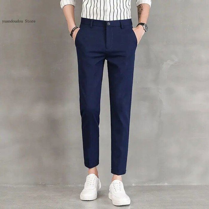 Pantalon de costume noir Style coréen pour homme,coupe ajustée,coupe ...