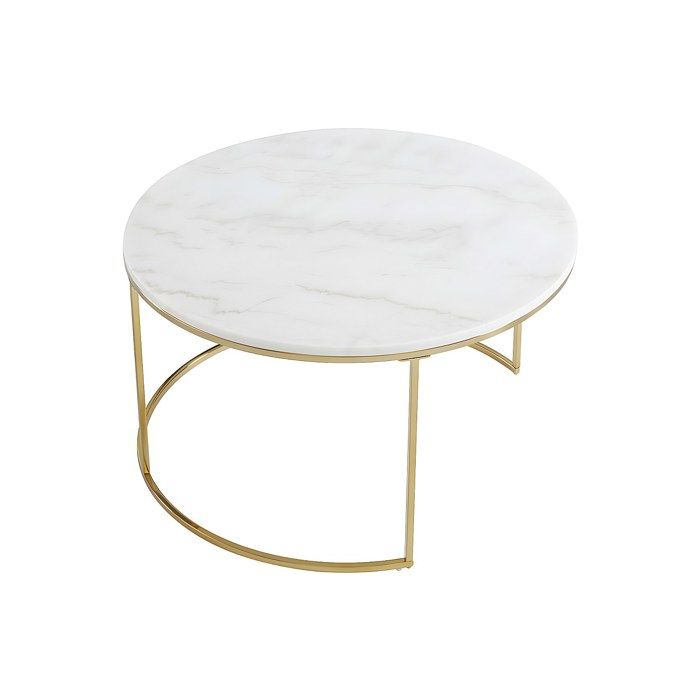 Tables basses gigognes ANGELA - Marbre blanc et métal doré - Design ...