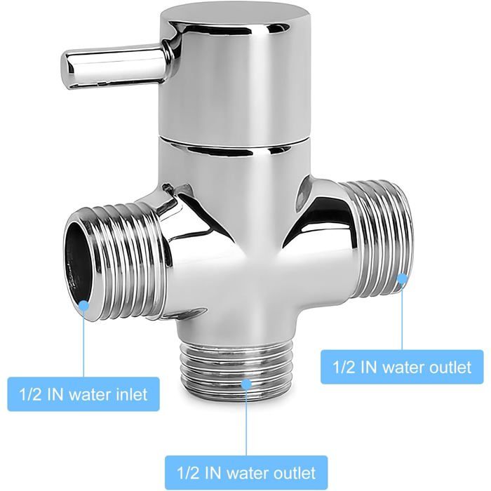Vanne de Dérivation Commutateur Vanne de Dérivation de Douche en Laiton Chromé Adaptateur en T à ...