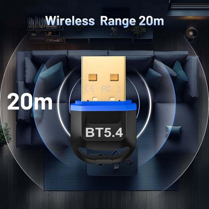 Dongle Bluetooth 5.4, Cle Bluetooth Pour Pc, Faible Latence, Adaptateur ...