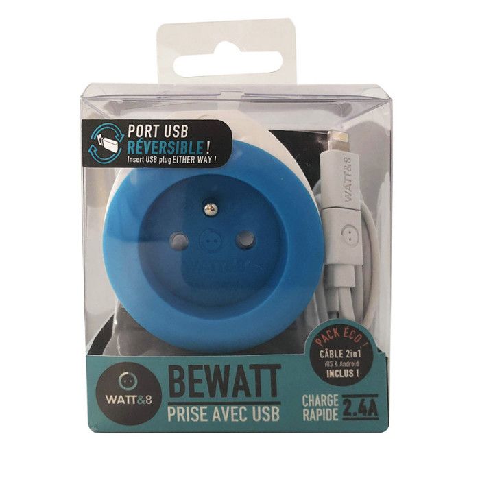 Prise 16A avec chargeur USB bleue - Cdiscount Bricolage