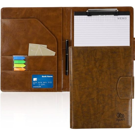 Agoer Porte Documents A4 en Cuir, Conferencier Avec Fermeture ...