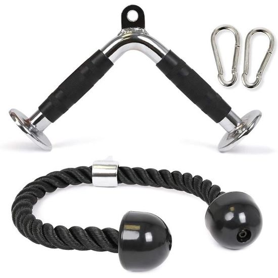 Câble de fixation pour triceps avec corde et barre en V - Noir - Pour ...