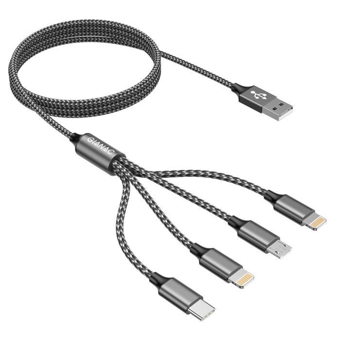 Câble Multi Chargeur,4 en 1 Câble Universel,[1.2M] Câble Multi USB de ...