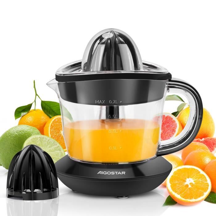 Presse-agrumes électrique 0% BPA. 2 cônes interchangeables, quantité de ...