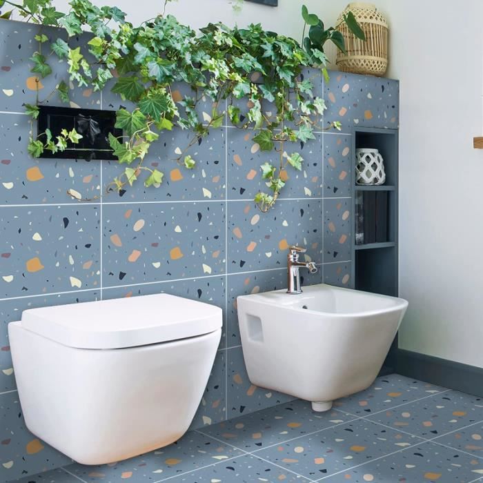Carrelage Adhésif 30X60Cm Terrazzo Bleu Credence Adhesive Pour Cuisine ...