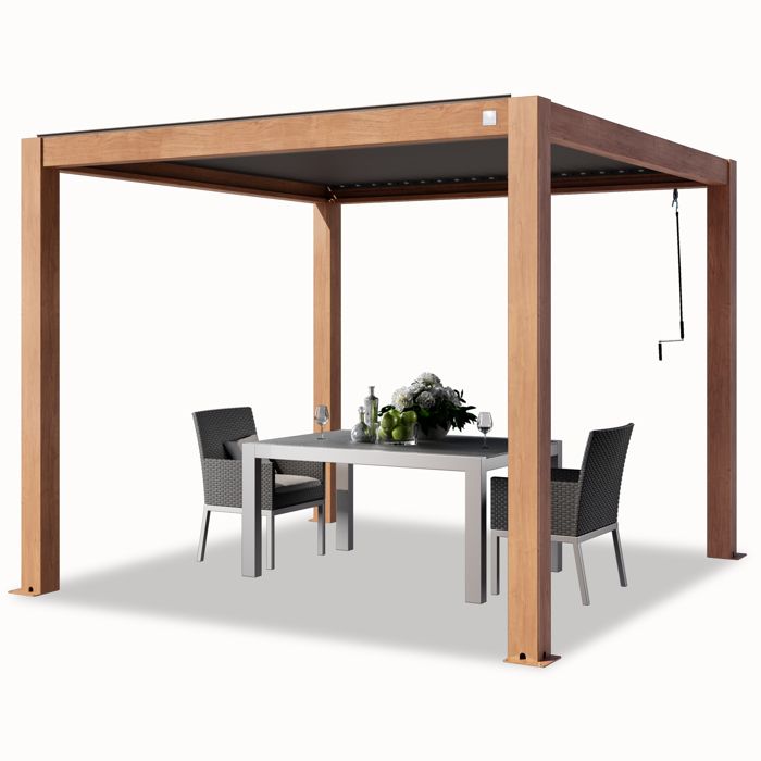 PRIMEYARD Pergola 3x3 m poteaux en aluminium aspect bois avec lames ...