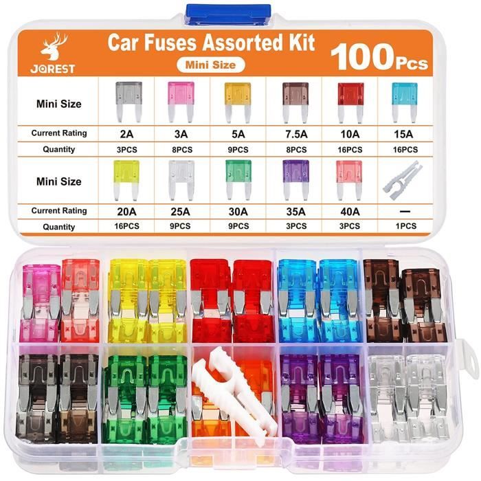 Fusible Voiture Set - 100Pcs Mini Fusibles Automobile + 1 Extracteur, Mini Fusibles Auto pour ...