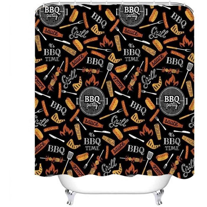 Ensembles de rideaux de douche Barbecue Barbecue Party Grill Ustensiles ...