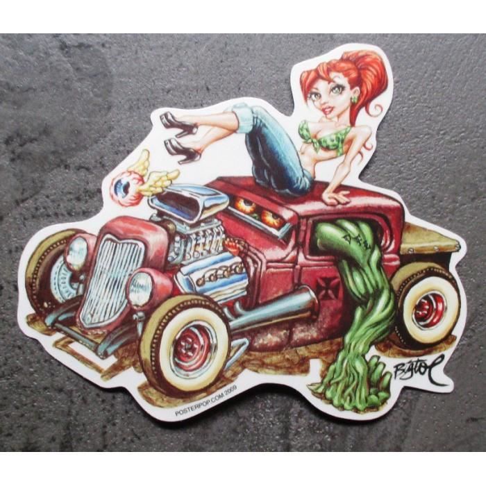Sticker Hot Rod Monstre Vert Et Pin Up Rousse Autocollant Cdiscount