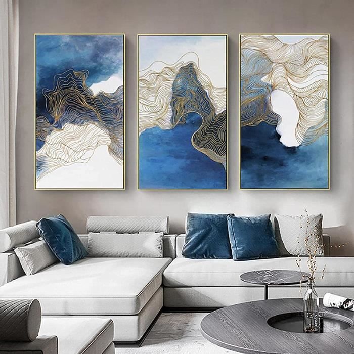 Peinture sur toile bleu marbre texture affiche mur art imprime des ...