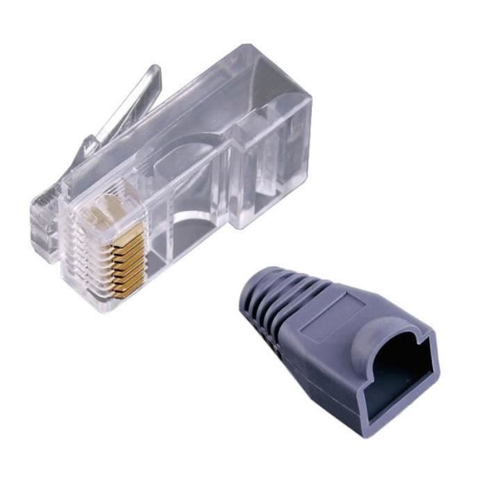 50 RJ45 connecteurs modulaires Prises +50 Bottes Casquettes 8febed ...