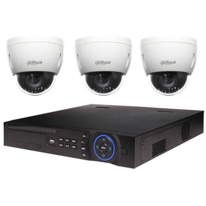 Kit de Vidéosurveillance DAHUA - DVR 16 chaînes et 3 caméras dôme HDCVI ...