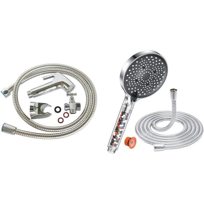 Kit Complet Hygiène Wc-Douchette Abs Chromé & Pommeau De Duche Avec ...