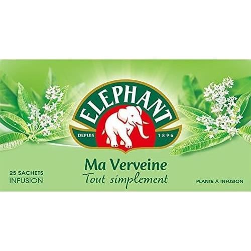 LOT DE 5 - ELEPHANT - Infusion Verveine - boite de 25 Sachets - 33 g ...