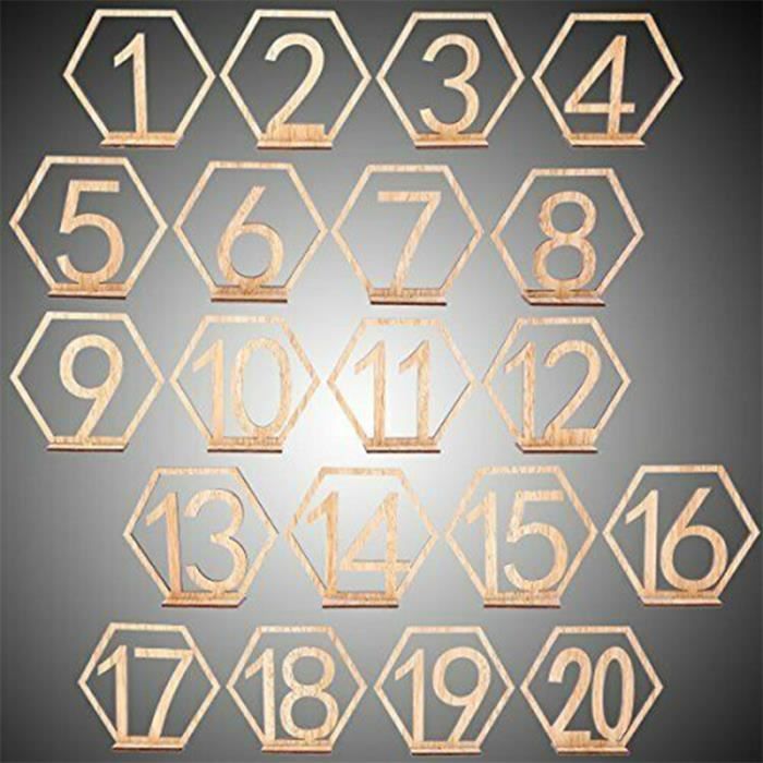 Numéro de Table - GH - 1-20 - Bois Naturel - Pour Mariage et Événements ...