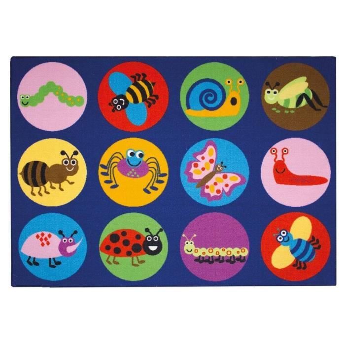 Tapis enfant 133 x 95 cm coccinelle insecte animaux chambre bebe ...