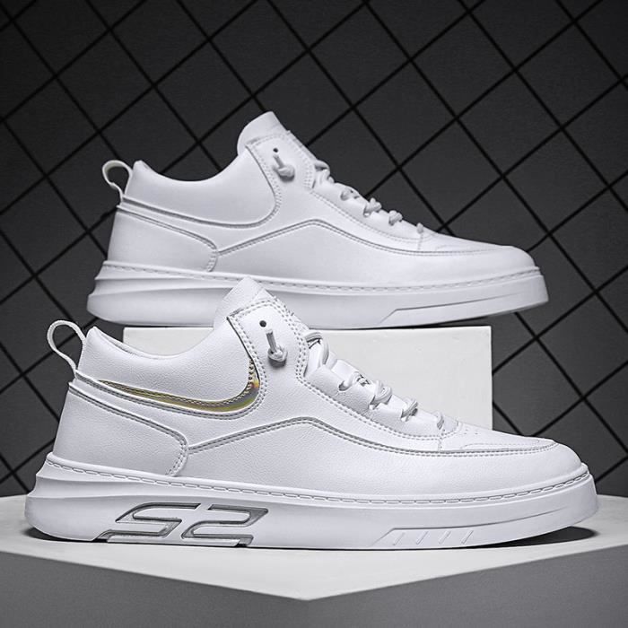 BASKET Homme - Baskets de couleur unie simples quatre saisons - Blanc ...