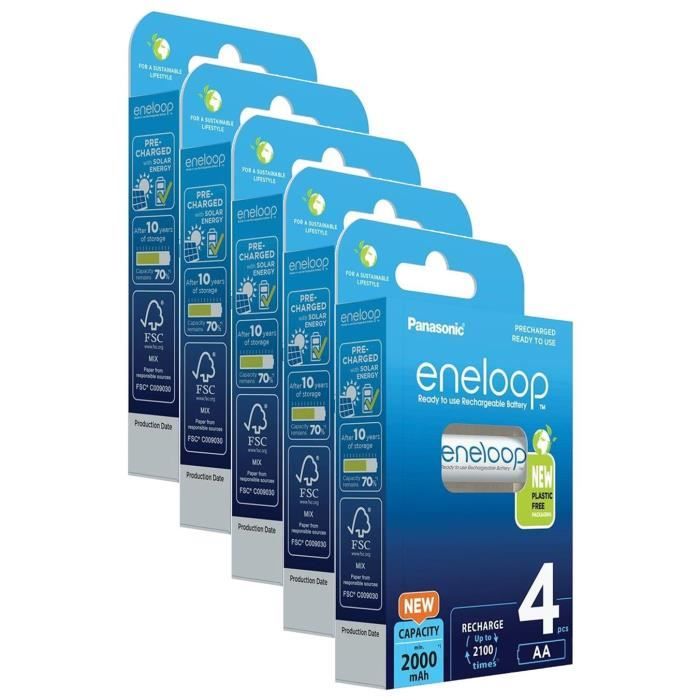 Lot de 5 Eneloops Pack 4 Piles Rechargeables Mignon AA 2000mAh Ni-MH ...